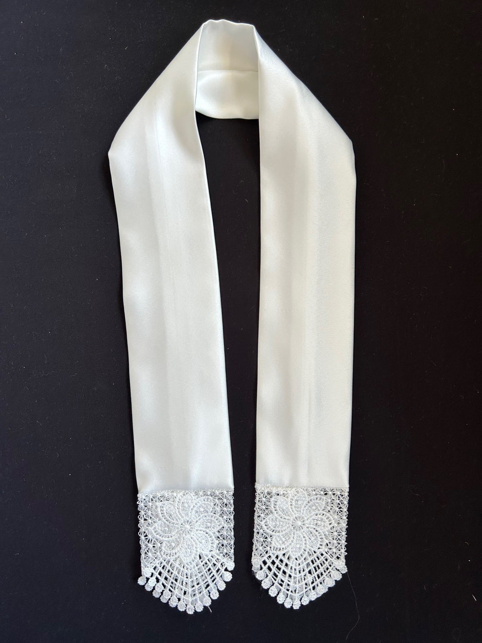 Ivory satin Stole with Lace trim – Little Angels Couture