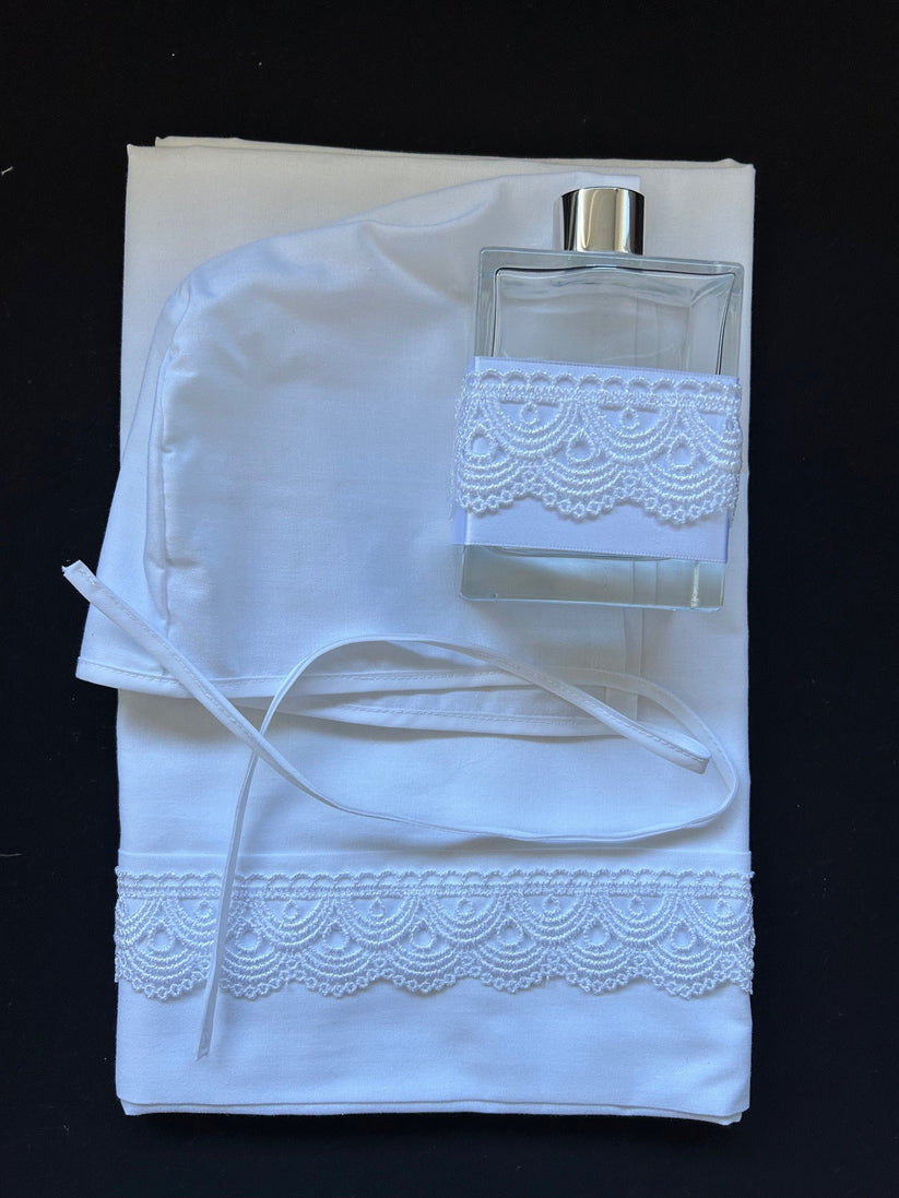 Oil Set with Bonnet and Cot Size Sheet - with or without Lace – Little ...